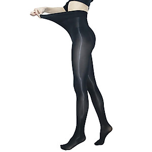 GOCBOBO Women's Oil Shiny Pantyhose High Waist Control Top Sheer Glossy Tights Plus Size Silk Pantyhose for Women Black