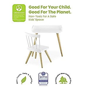 Delta Children Essex Kids' Desk & Chair Set-Greenguard Gold Certified-Ideal for Arts & Crafts, Snack Time, Studying-for Ages 4 Years+, Bianca White/Natural