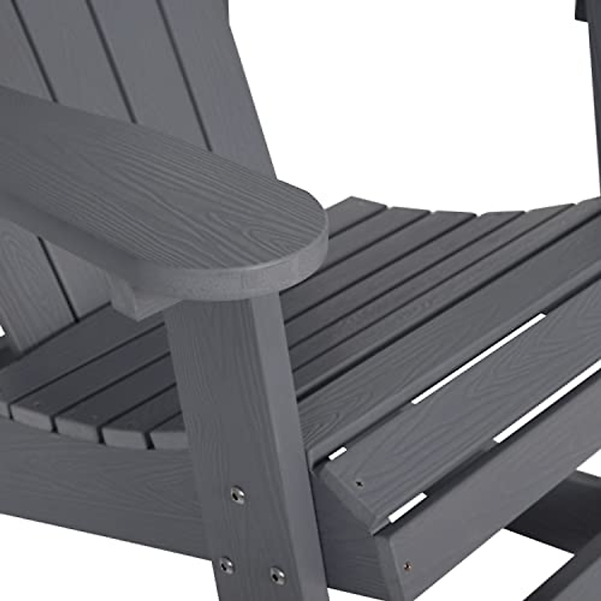 Flash Furniture Savannah Poly Resin Wood Adirondack Rocking Chair - All Weather Gray Polystyrene - Stainless Steel Hardware - Set of 2