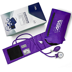 ASA TECHMED Dual Head Sprague Stethoscope and Sphygmomanometer Manual Blood Pressure Cuff Set with Case, Gift for Medical Students, Doctors, Nurses, EMT and Paramedics, Purple