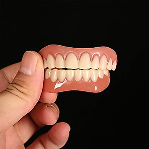GYTOO Fake Teeth,Veneer Cosmetic Teeth for Upper and Lower Jaw,Natural Shade and Comfortable Fit,Veneer Dentures For Women and Men