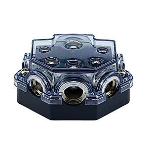 S SYDIEN 1Pc 1 in 5 Ways Out Way Power Distribution Block 0/2/4 Gauge in 2/4/8 Gauge Out Car Audio Splitter Power Ground Distributor Blocks
