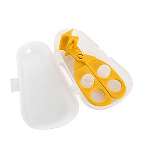 Baby Food Scissors Orange&White Set of 2, JUMUU Versatile Food Cutter for Babies Portable Food Shearer with a Cleaning Tweezers