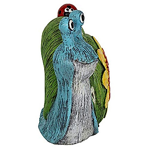 Exhart Colorful Snail Statue w/Welcome & Flower, Durable and Cute Resin Garden Décor, 10"x5.0"x8.5"