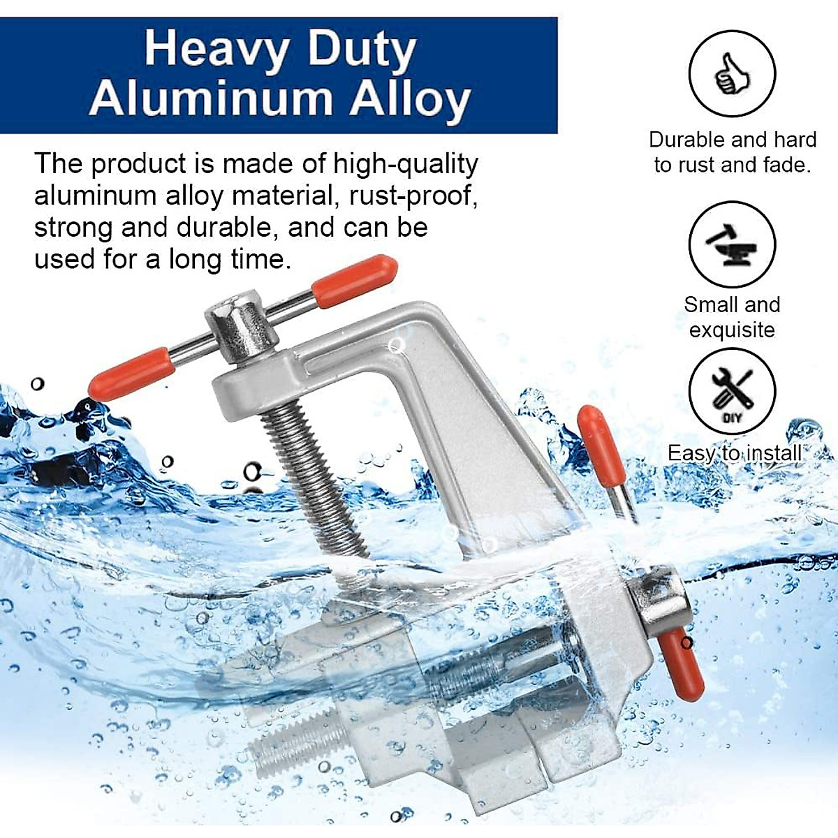 SHANGNIULU Mini Bench Vise - Compact Aluminum Alloy Table Clamp Vice - 360 Rotation - Silver