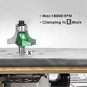 KOWOOD Pro Roundover Bit Set 4 Pcs, 1/4 Inch Shank Router Bit Set, R:1/8", 3/16", 1/4", 5/16"，Designed for Woodworking Enthusiasts