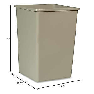 Rubbermaid Commercial Products Untouchable 35 Gal Square Container, Gray, for Offices/Mailrooms/Classrooms/Areas of High Waste Generation