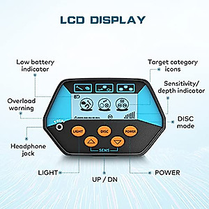 Metal Detector Tilswall Professional for Kids, High Accuracy Adjustable, 8.5 Inch Search Coil Waterproof with LCD Display, All Metal & Disc Mode Easy to Use
