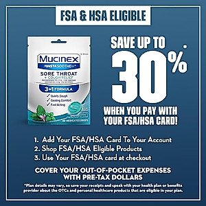 Mucinex Instasoothe Sore Throat Relief + Cough Relief, Sore Throat Lozenges, Cough Drops with Dextromethorphan HBr & Hexylresorcinol, Alpine Herbs & Fresh Mint Flavor Medicated Throat Drops, 40ct