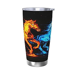 AYCZN Water Fire Horse 20 OZ Tumbler Stainless Steel Travel Coffee Mug, Galaxy Insulated Water Bottle with Lid and 2 StrawsLeakproof Thermal Cup