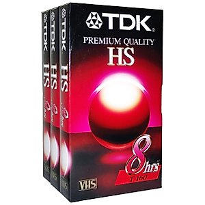 3 Pk - TDK Premium Quality HS 8 Hour T-160 Blank VHS Cassette Tapes
