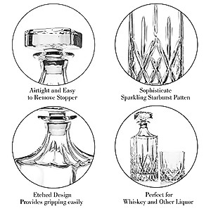 Whiskey Decanter With Glass Stopper ,26 oz Liquor Decanter For Alcohol , Wine , Scotch , Brandy or Bourbon Decanter , Lead-Free Crystal Decanter