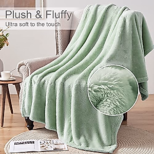Whale Flotilla Fuzzy Faux Fur Throw Blanket for Couch, Soft Warm Fluffy Fleece Blanket for Bed/Sofa/Camping/Travel, Extra Large and Lightweight, 50x70 Inch, Light Green