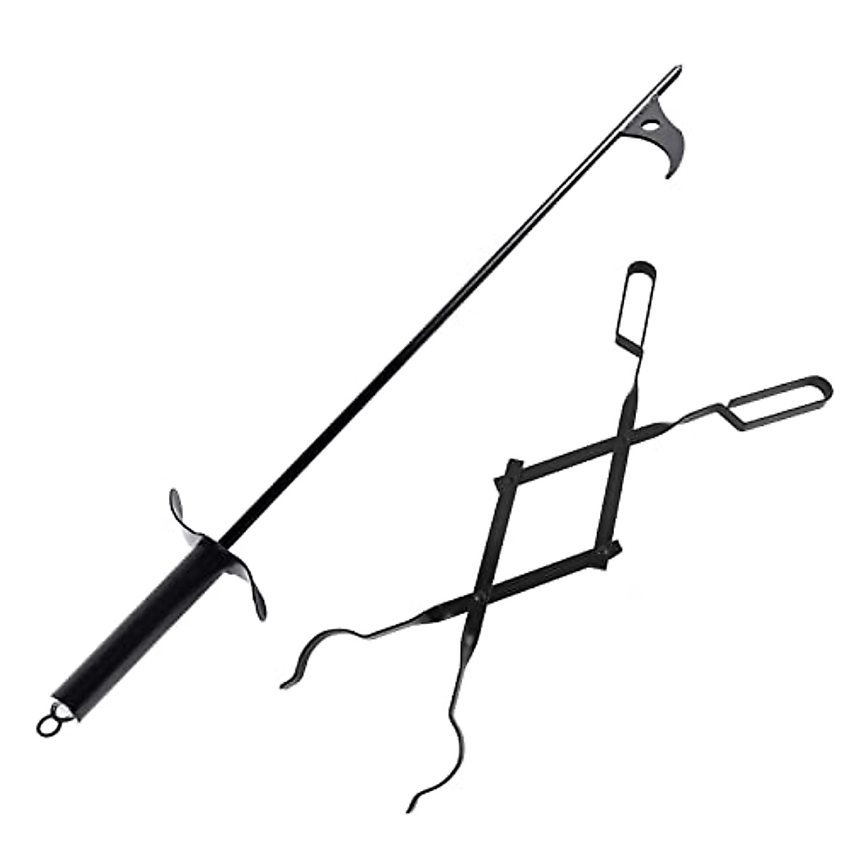 30'' Firewood Fire Pit Poker & 26'' Fireplace Tongs Log Grabber, Fire Pit Tools Kits for Solo Stove Accessories, Camping, Wood Stove, Campfire, Indoor & Outside for Solo Stove Bonfire Accessories