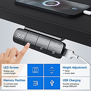 Soohow Electric Standing Desk 48 x 24 Inches Adjustable Height Desk, Dual Motor Stand Up Computer Desk, Black Tabletop (120 x 60 cm), Black Frame for Home Office