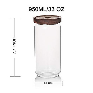 SWEEJAR 33 OZ Glass Food Storage Jar with Lid (set of 3),Airtight Canisters for Bathroom,Kitchen Container with Bamboo Cover for Serving Tea, Coffee, Spice and More