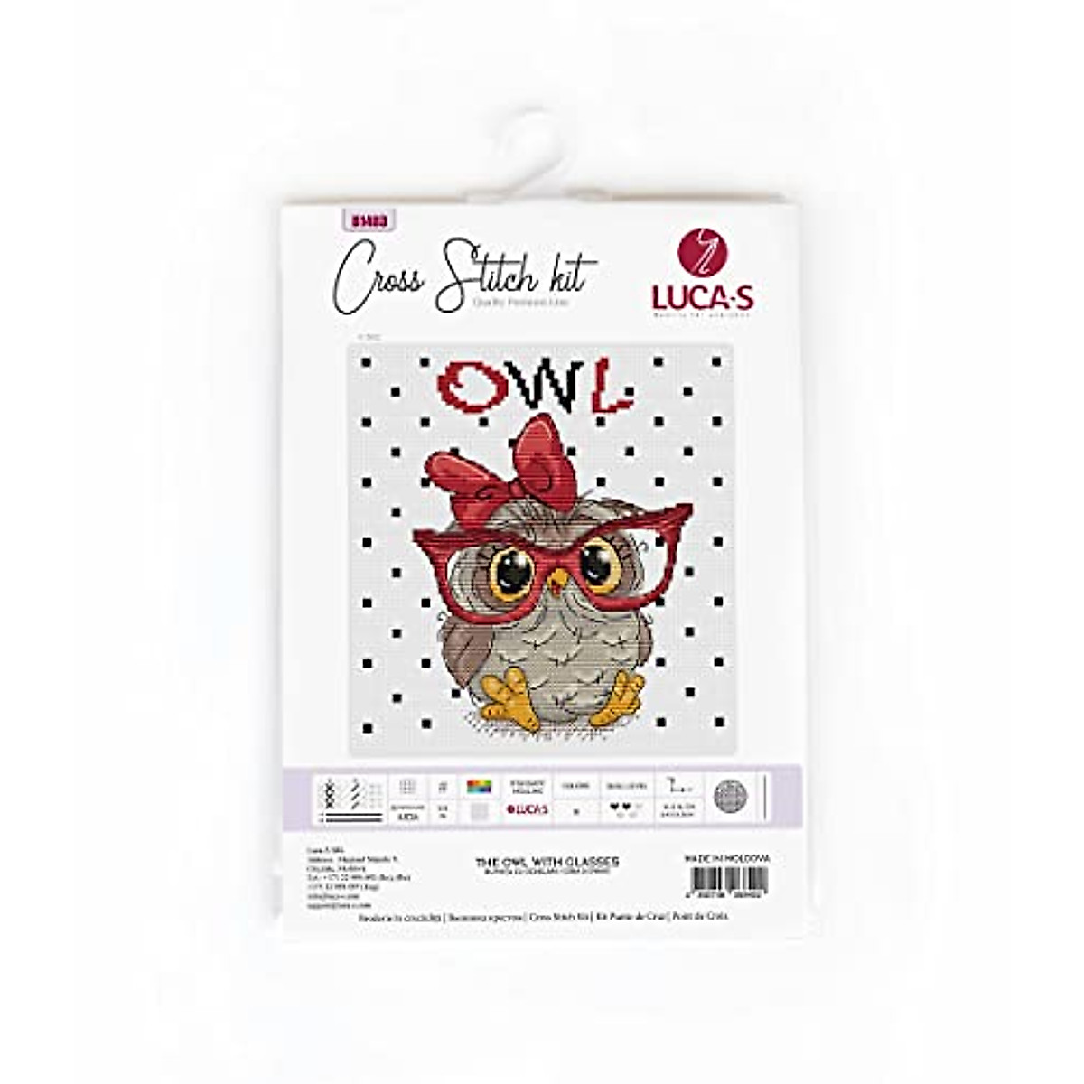 Cross Stitch Kit Luca-S - The Owl with Glasses, B1403