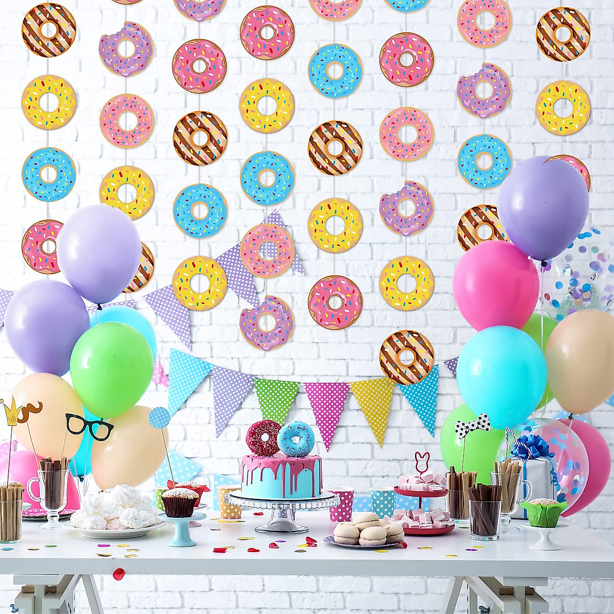 Donut Birthday Party Banners Donut Garland Kit Donuts Hanging Swirl Donut Grow Up Party Supplies Decorations Donut Paper Cutouts for Baby Shower Party Home Classroom Favor Supplies Decor