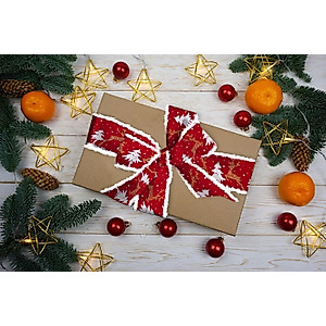 ABTOLS 2 Roll 20 Yards Christmas Ribbons 2.5", Red Velvet Wired Edge Burlap Ribbons Glitter Christmas Elk Deer Ribbons for New Year Home Decor DIY Crafts Wreaths Bow