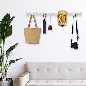 horkmous 2PCS Coat Rack Wall Mounted, Long 38'' Wooden Wall Coat Hooks with 10 Pegs, Wall Peg Rail Hangers for Hanging Towels, Hats, Backpacks, Clothing, Caps(White)