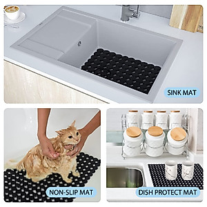 Kitchen Sink Protector Mat - 2Pack Adjustable Sink Protectors for Kitchen Stainless Steel Sink - Fast Draining Sink Mats for Bottom Of Kitchen Sink - Dishes And Glassware - Easy to Clean & Diy Cut