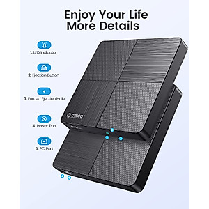 ORICO External CD/DVD Drive Burner Portable CD/DVD +/-RW Drive/DVD CD ROM Rewriter Compatible with Laptop Desktop PC Windows Mac Pro MacBook-ORU2-01