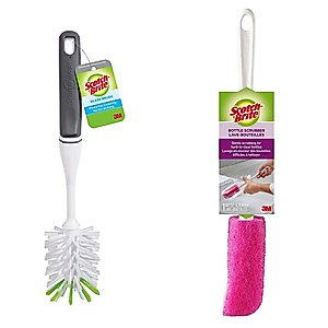 Scotch-Brite Glass and Water Bottle Brush + Scotch-Brite Water Bottle Scrubber, Safe On Multiple Types of Water Bottles, Vases, and More