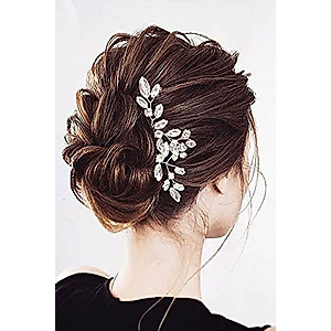 Bridal Hair Accessories, Beusoulover 3pcs Crystal Wedding Hair Pieces, Handmade Rhinestone Bridal Hair Pin for Women, Girls, Bridesmaids (Silver)