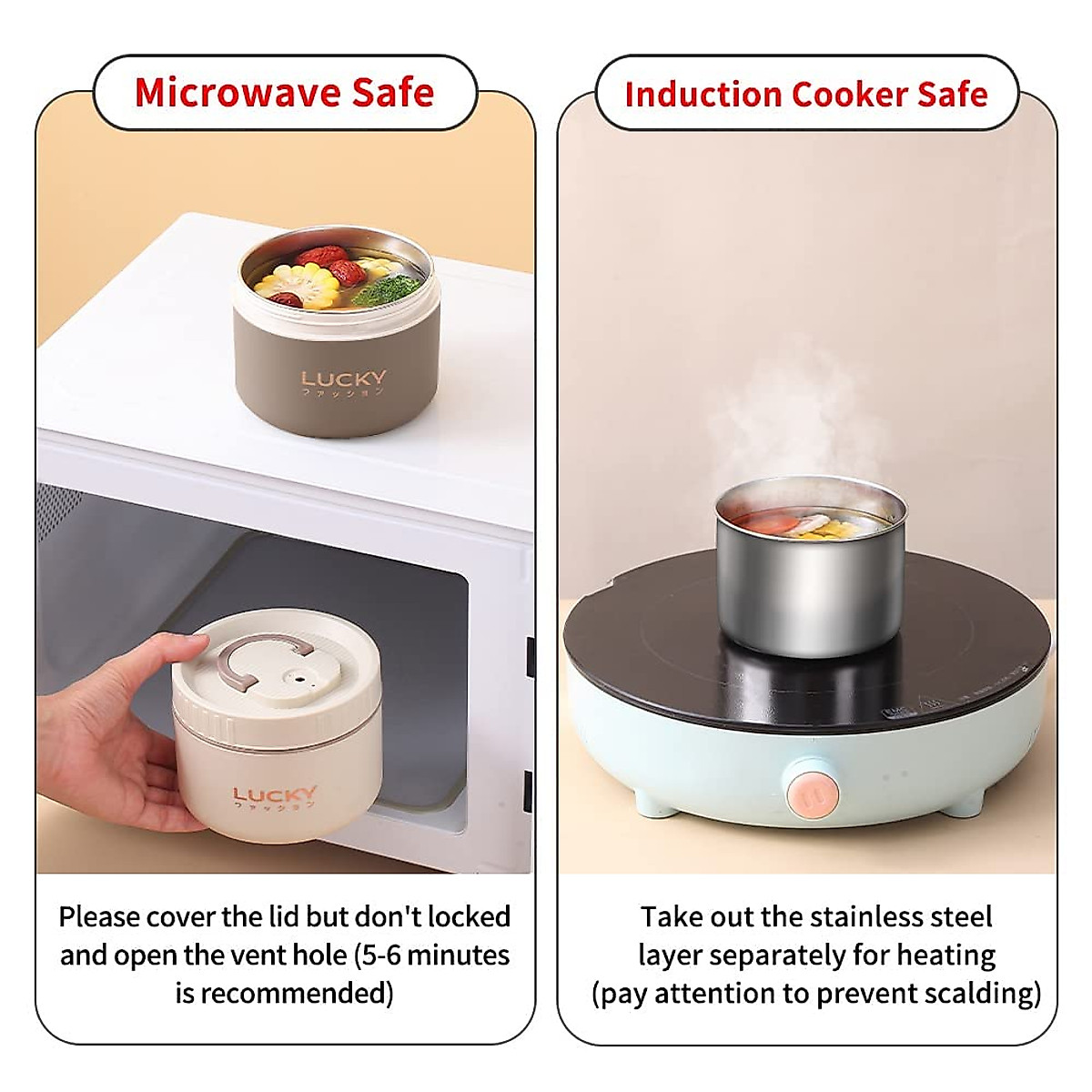 LANSKYWARE Portable Insulated Lunch Container set, Bento Box Adult Lunch Box Set with Insulated Lunch Bag, 4 Separate Stackable Thermal Food Lunch Container for Adult, Brown