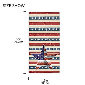 Pfrewn Patriotic Stars Strips Hand Towels 16x30 in USA American Flag Bathroom Towel Soft Absorbent Small Retro Star Bath Towel Kitchen Dish Guest Towel Home Independence Memorial Day Decorations