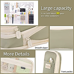 EASTHILL Big Capacity Pencil Case Large Pencil Pouch Stationery Pen Bag for Teen Girls-Green