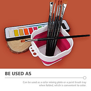 ULTNICE Paint Brush Washer Folding Painting Water Cup Portable Collapsible Painting Washing Bucket Basin Silicone Foldable for Watercolor Acrylic Oil Painting Red