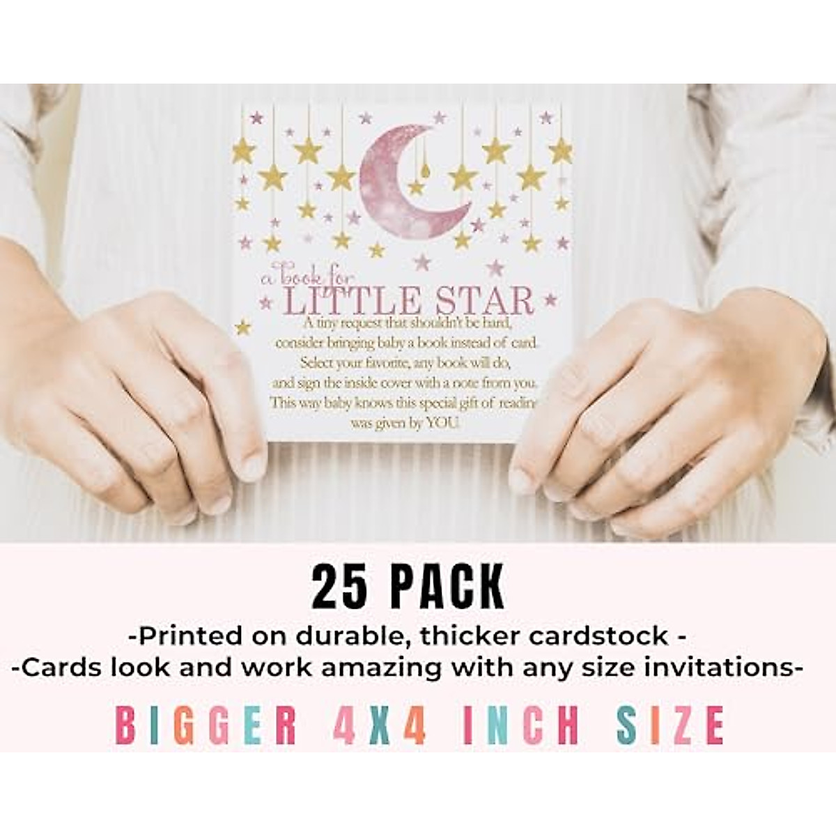 Twinkle Little Star Books for Baby Shower Cards, Invitation Inserts Girls Book Request, Bring Book Instead of Cards Poem, Cute Storybook-Theme Ideas, 25 Pack