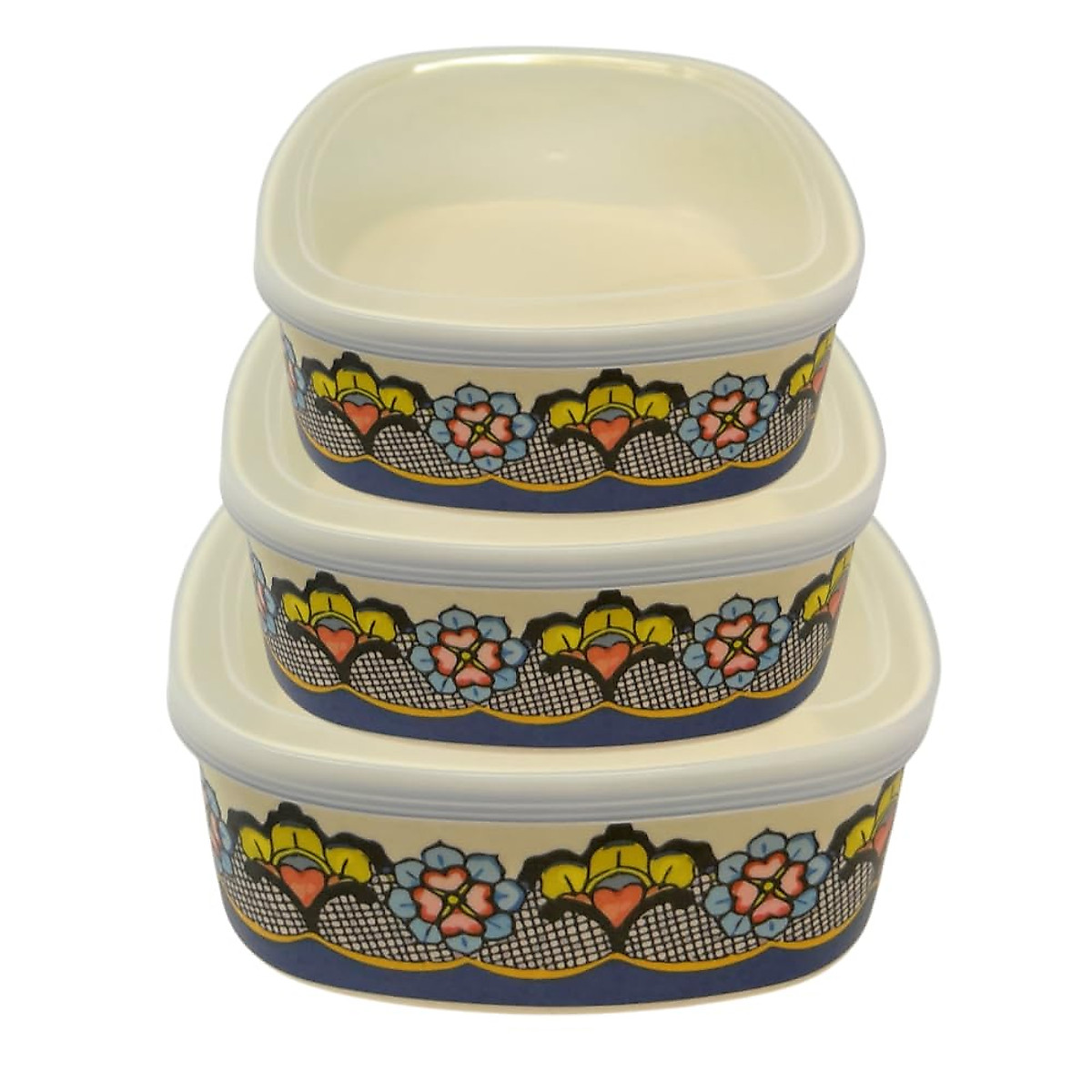 GODAGE 6-Piece Melamine Food Storage Containers with Airtight Lids, Nesting Bowl Set, Stackable & Unbreakable, BPA-Free, Dishwasher & Freezer Safe (Square)