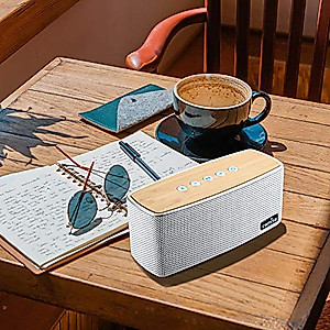 comiso Bluetooth Speakers, 20W Loud Wood Home Audio Outdoor Portable Wireless Speaker, Subwoofer Tweeters for Super Bass Stereo Sound Bluetooth 5.0 Handsfree 24H Playtime