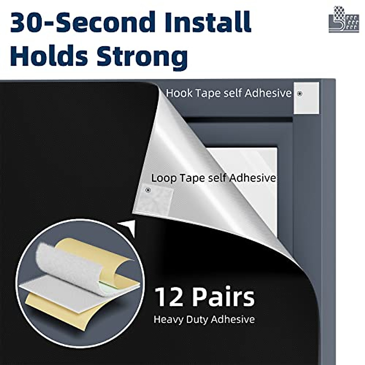 NIGHTON Portable Blackout Curtains 40"×57" Strong Hook and Loop Tape Strips with Adhesive,Blackout Shades That can be Cut,100% Blackout Material Blackout Blinds for Baby Nursery or Travel Use-Black