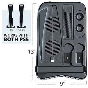 Skywin PSVR Charging Display Stand - Showcase, Cool, Charge, and Display your PS VR - Compatible with Playstation. PS5 Headset Stand, Fan, Controller Charger and Hub (PS5 VR)