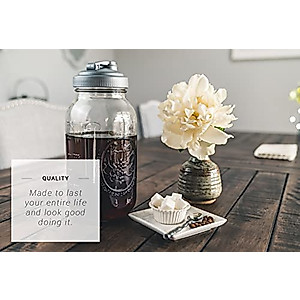 Crave Cold Brew Coffee Maker with American made Flip Cap Lid and 2 Quart Glass Mason Jar, Pour Spout, and Stainless Steel Filter. Perfect for Coffee, Tea, and Water Infusions
