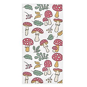 Naanle Fresh Mushroom Leaves Soft Highly Absorbent Guest Large Home Hand Towel Decor for Kitchen, Bathroom, Hotel, Gym and Spa (16 x 30 Inches)