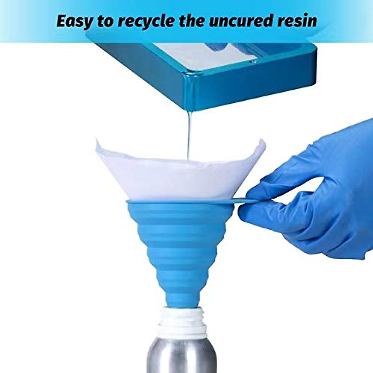 3D Printer Resin Filter Disposable – with Cone Silicone Resin Funnel(Large), Paint Strainer or Resin Strainer kit for uncured Resin Recycling (101)