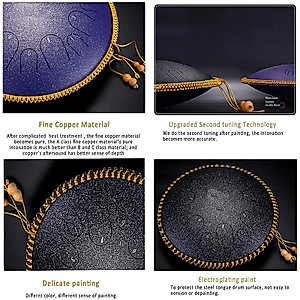 Steel Drum 15 Notes Steel Tongue Drum 13 Inch Tank Drum Zen Drum With Mallets Travel Bag For Beginner Music Lovers Gift (Obsidian)