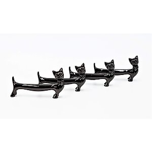 Cat Chopstick Rest Stainless Steel Spoon Fork and Knife Rests (Black)