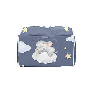 Yeshop Twinkle Star Elephant Personalized Diaper Bag Backpack Tote with Name,Custom Travel Nappy Mommy Bag Backpack for Baby Girl Boy Gift, 10.83 inches * 6.69 inches* 15 inches