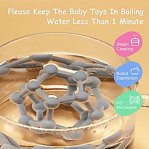 Baby Teethers Toys Silicone Soft Ball Easy to Hold Teether for Sensory Ball Exploration & Teething Stress Relief Molar Ball Soothing Teether Toy Baby Ball for Ages 0 Months+