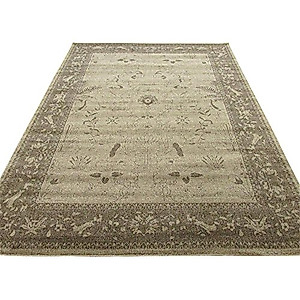 Unique Loom La Jolla Collection Farmhouse, Contemporary, Botanical, Traditional, Vintage Area Rug, 9 x 12 ft, Light Brown/Dark Brown