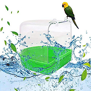 prettDliJUN Caged Bird Bath Bird Cage Parrot Supplies Bathing Tub for Small Birds Shower Box Cage Blue