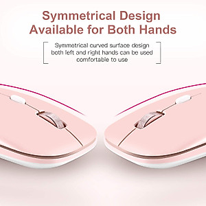 PINKCAT Wireless Flat Mouse, 2.4G Optical Mouse, Computer Mouse for Laptop, PC, Computer, Chromebook, Notebook, Especially Designed for Computer Bags (Pink)