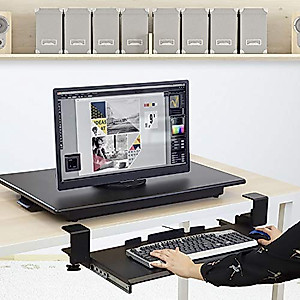 Mount-It! Clamp Keyboard Tray - Ergonomic Under Desk Pull Out Keyboard and Mouse Platform with No-Drill Easy Installation - Slides Under Desk Increase Desk Space - 27 Inch Wide