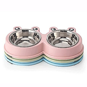 FUUIE Bowls for Food and Water Pet Bowls Dog Food Water Feeder Stainless Steel Pet Drinking Dish Feeder Cat Puppy Feeding Supplies Small Dog Accessories (Color : Blue)