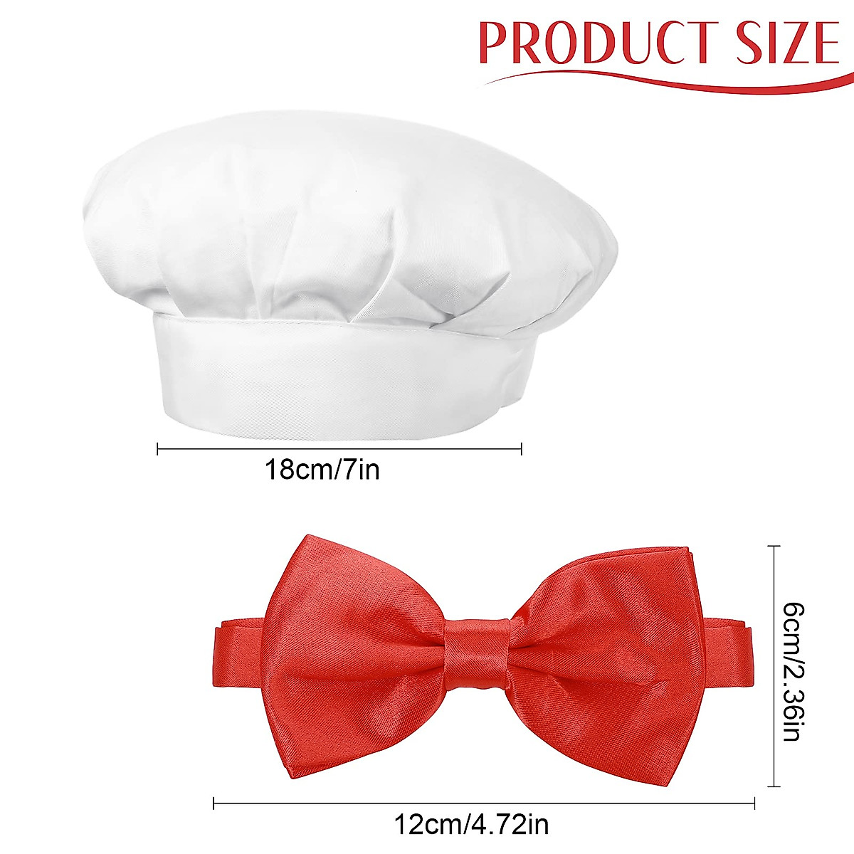Halloween Chef Apron Hat Costume, Include White Chef Hat Adjustable White Apron Red Adjustable Bow Tie Baker Costume for Halloween Cosplay Men Women Party Supplies